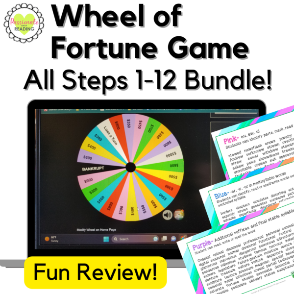 Wheel of Fortune Phonics Game Bundle for Steps 1-12, Wilson Reading ...