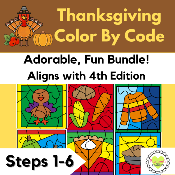 No Prep Thanksgiving Color By Code Bundle for Steps1-6, Wilson Reading ...
